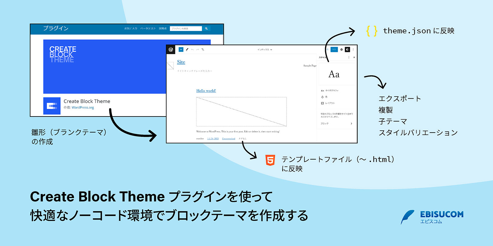 Create Block Theme プラグインを使って快適なノーコード環境でブロックテーマを作成する | エビスコム
